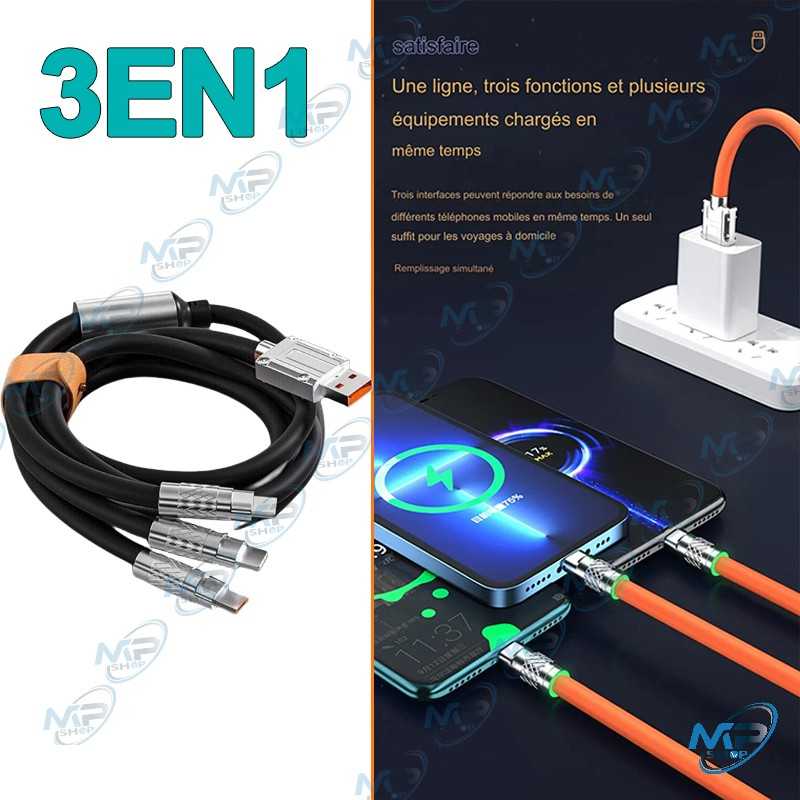 CABLE DE CHARGE EN METAL 3 EN 1