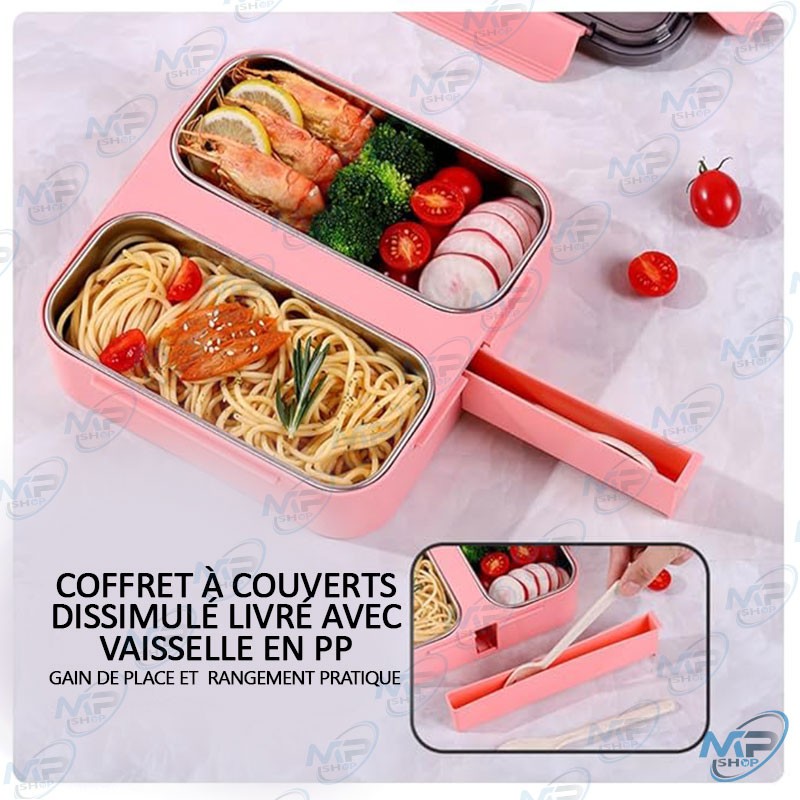 🥗 Boîte à Repas Enfant 2 Compartiments avec Couvert Intégré