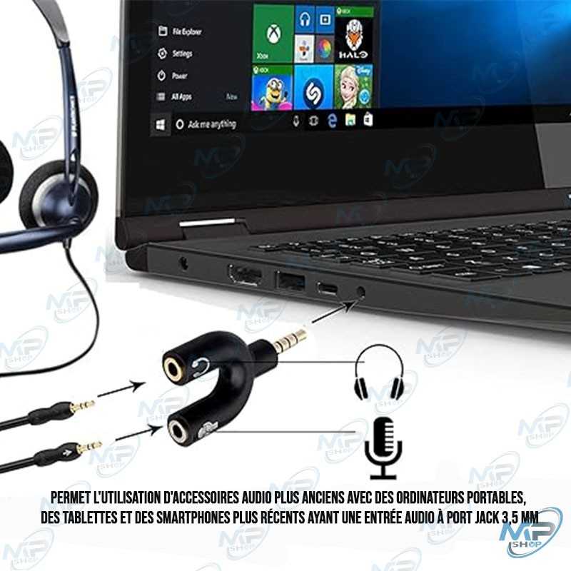 🎧 Adaptateur Jack 3.5mm Micro & Casque – Double Prise Audio/Microphone ...