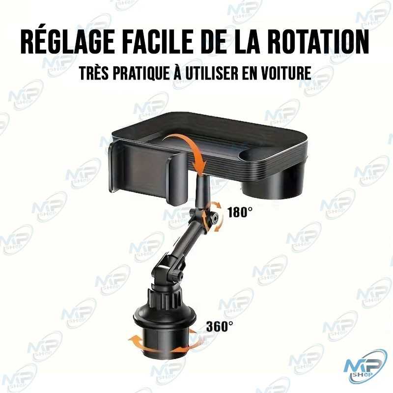 🛏️ Support Console Voiture + Plateau Repas Rotatif | Le confort mobile